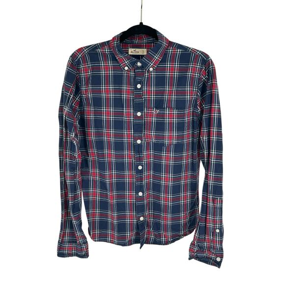 Hollister | Shirts | Hollister Mens Plaid Button Down Long Sleeve Shirt Blue Red White Size S ...